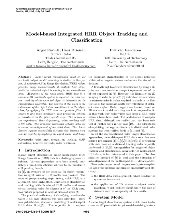 (PDF) Model-based integrated HRR object tracking and classification