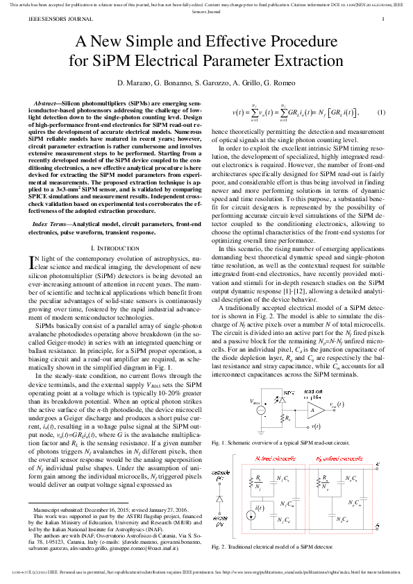 (PDF) A New Simple and Effective Procedure for SiPM Electrical Parameter Extraction