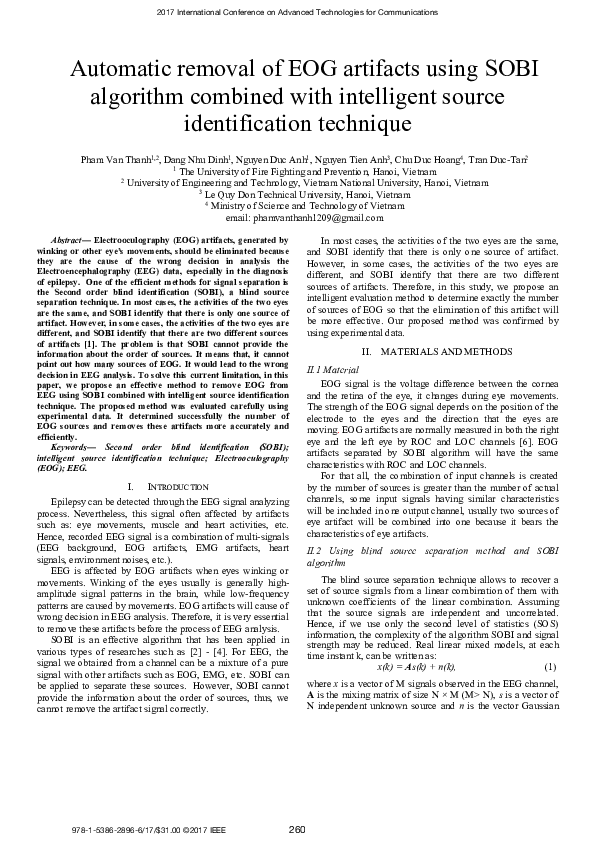 Pdf Automatic Removal Of Eog Artifacts Using Sobi Algorithm Combined With Intelligent Source