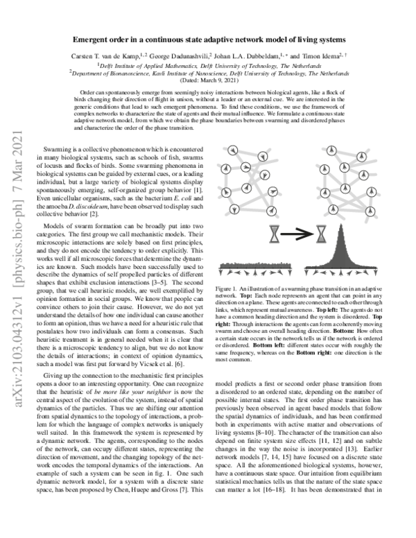 (PDF) Emergent order in a continuous state adaptive network model of living systems