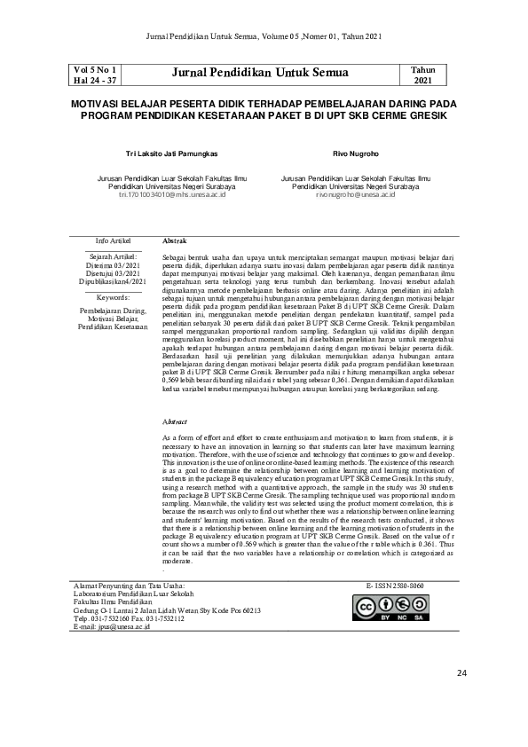 (PDF) Jurnal Pendidikan Untuk Semua