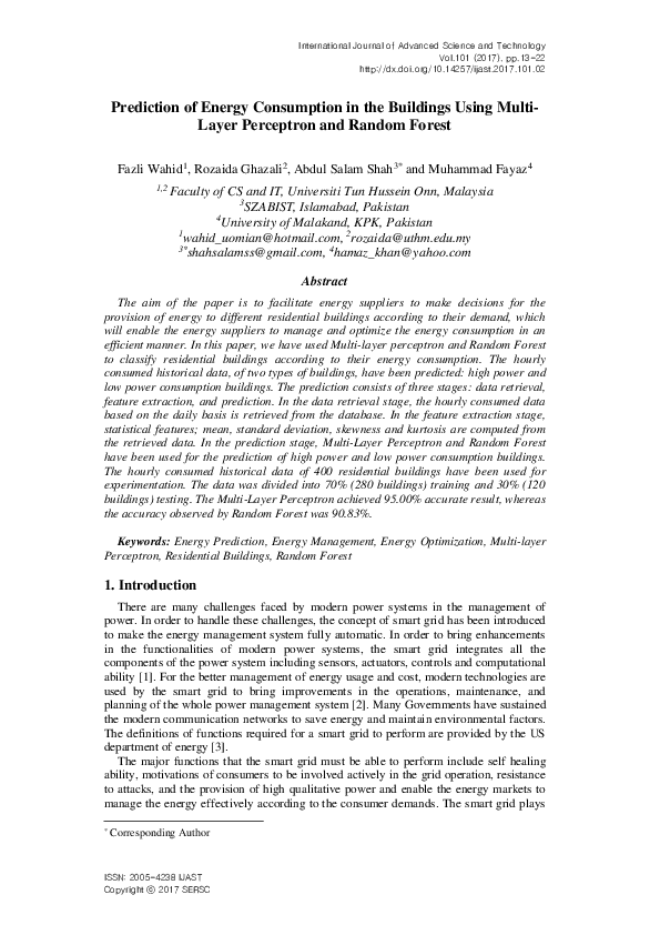 (PDF) Prediction of Energy Consumption in the Buildings Using Multi ...