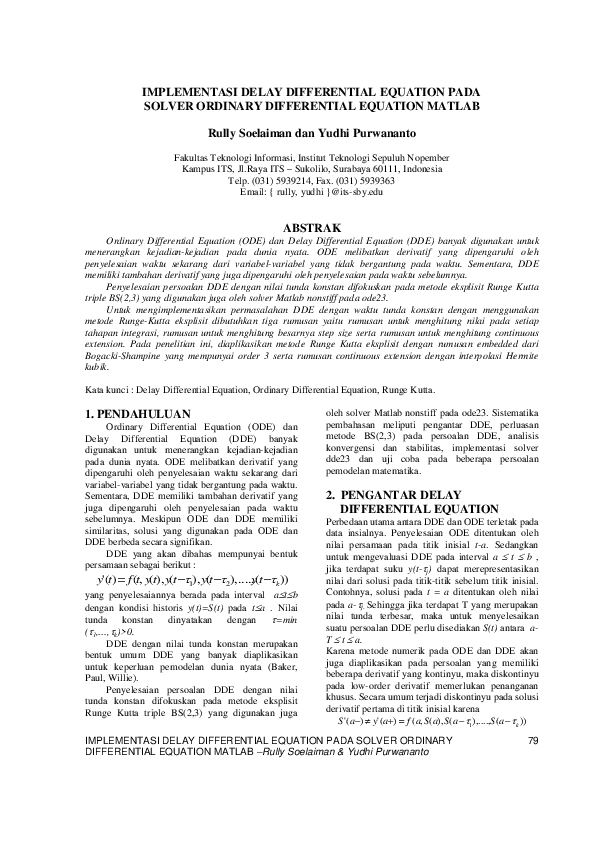 Pdf Implementasi Delay Differential Equation Pada Solver Ordinary 1555