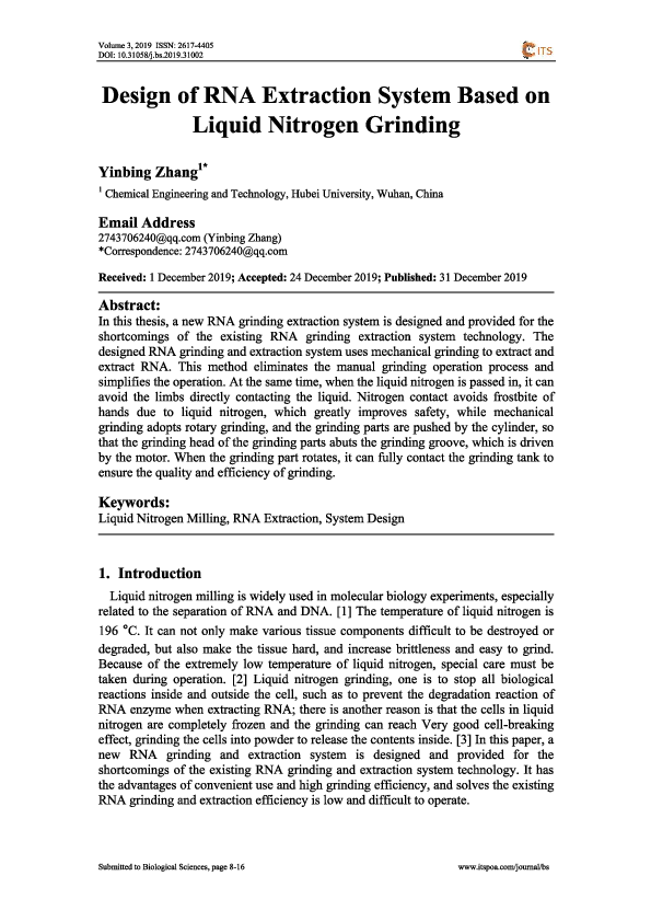 (PDF) Design of RNA Extraction System Based on Liquid Nitrogen Grinding