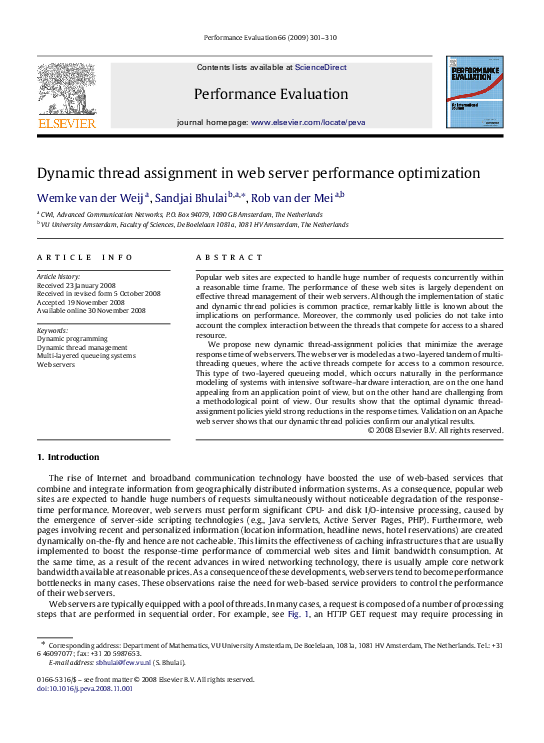 Pdf Dynamic Thread Assignment In Web Server Performance Optimization