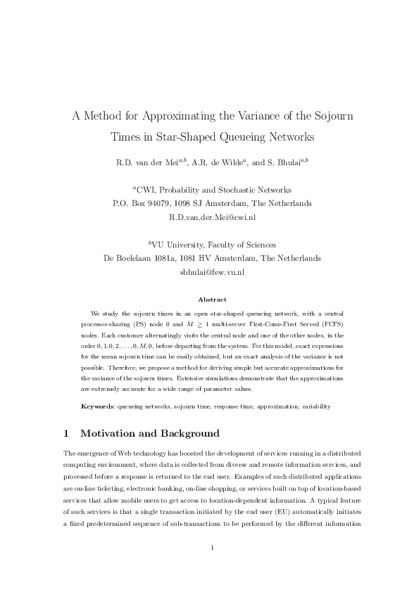 (PDF) A Method for Approximating the Variance of the Sojourn Times in ...