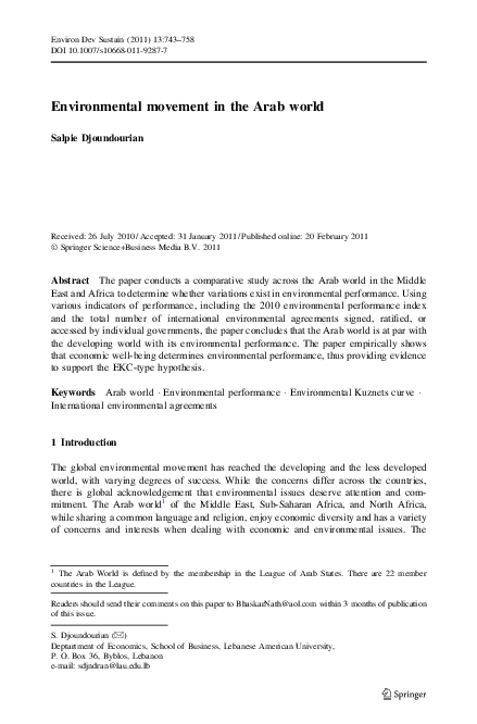 (PDF) Environmental movement in the Arab world