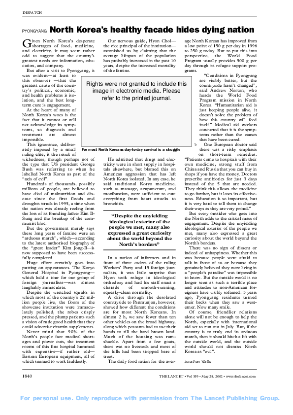 (PDF) pyongyang North Korea's healthy facade hides dying nation