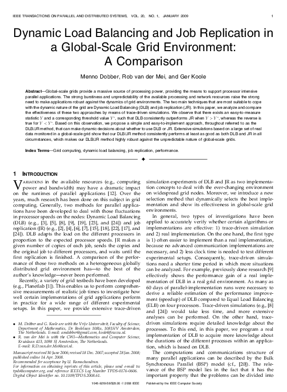 (PDF) Dynamic Load Balancing and Job Replication in a Global-Scale Grid Environment: A Comparison