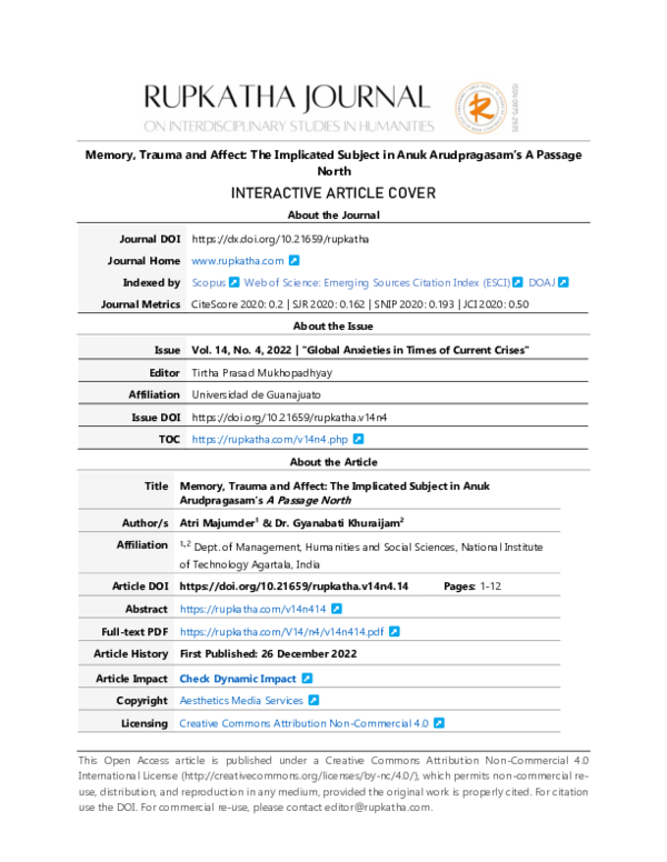 (PDF) Memory, Trauma and Affect: The Implicated Subject in Anuk ...