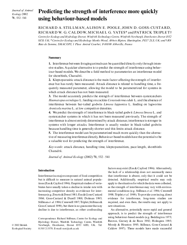 (PDF) Predicting the strength of interference more quickly using behaviour-based models