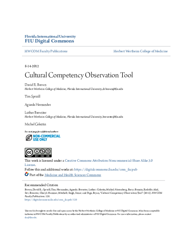(PDF) Cultural Competency Observation Tool | rodolfo bonnin - Academia.edu