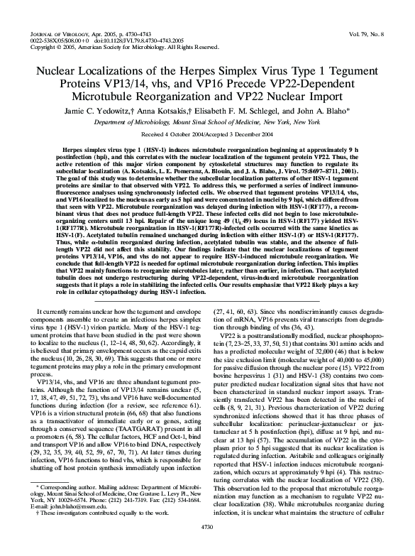 (PDF) Nuclear Localizations of the Herpes Simplex Virus Type 1 Tegument Proteins VP13/14, vhs ...