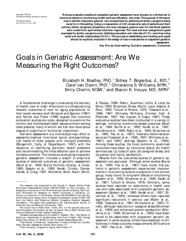 (PDF) Goals in Geriatric Assessment