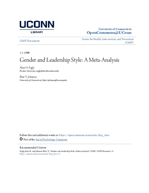 (PDF) Gender and leadership style: A meta-analysis