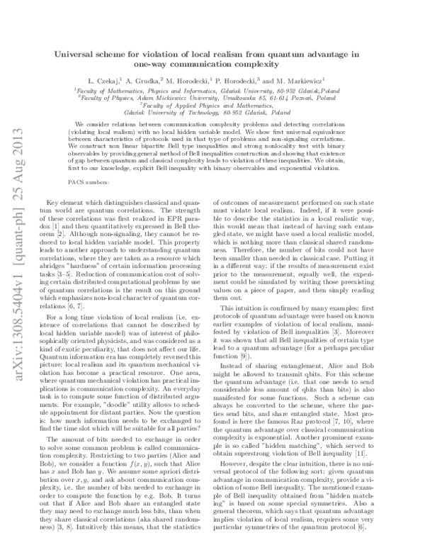 (PDF) Universal scheme for violation of local realism from quantum ...