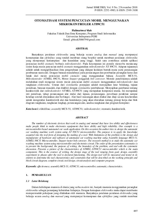 (PDF) Otomatisasi System Pencucian Mobil Menggunakan Mikrokontroler AT89C51