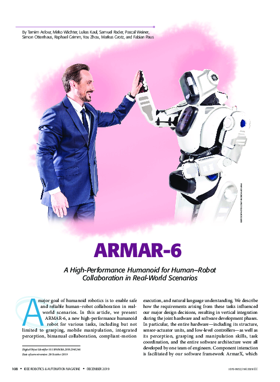 (PDF) ARMAR-6: A High-Performance Humanoid for Human-Robot Collaboration in Real-World Scenarios ...