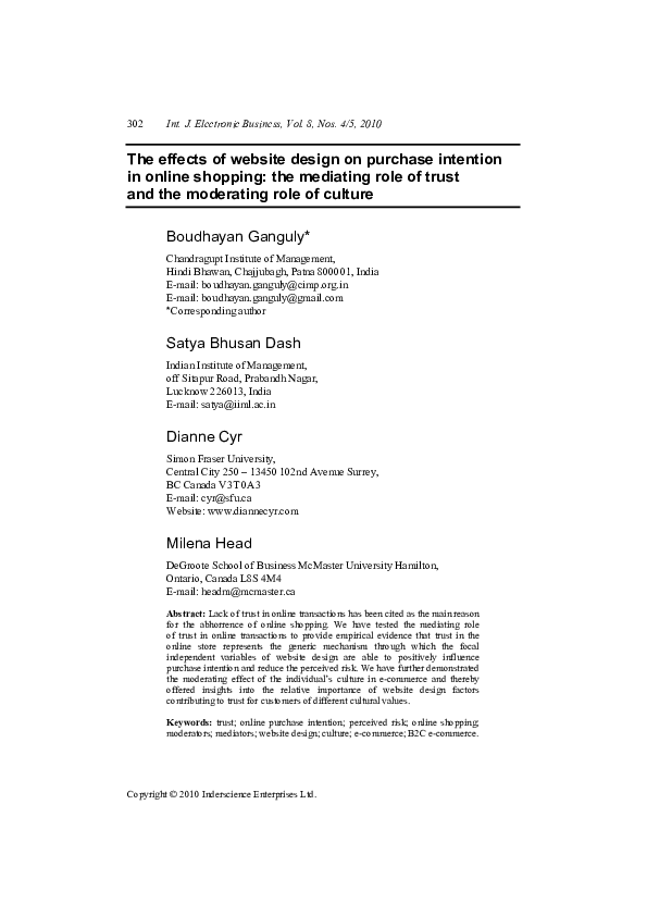 (PDF) The effects of website design on purchase intention in online shopping: the mediating role ...