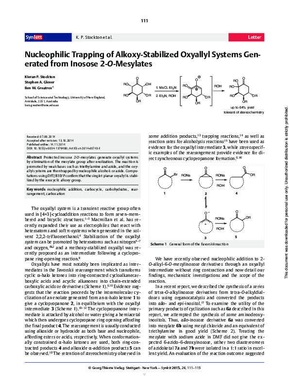 (PDF) Nucleophilic Trapping of Alkoxy-Stabilized Oxyallyl Systems ...
