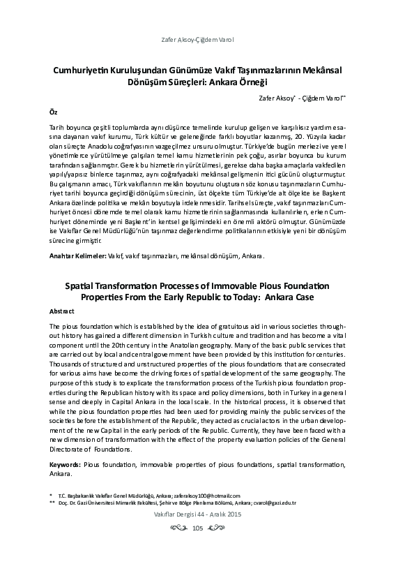 (PDF) Spatial Transformation Processes of Immovable Pious Foundation ...