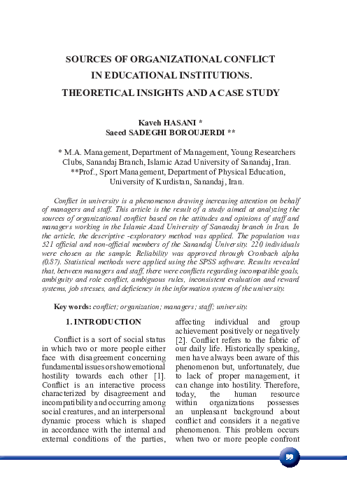 (PDF) Sources of Organizational Conflict in Educational Institutions ...