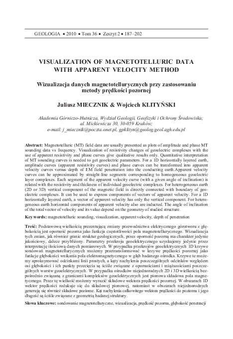 (PDF) Visualization of magnetotelluric data with apparent velocity method