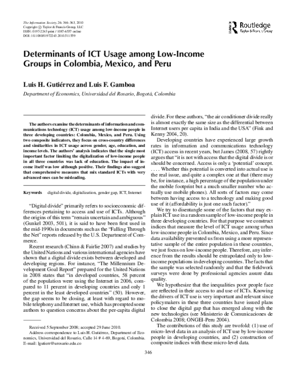 (PDF) Determinants of ICT Usage among Low-Income Groups in Colombia ...