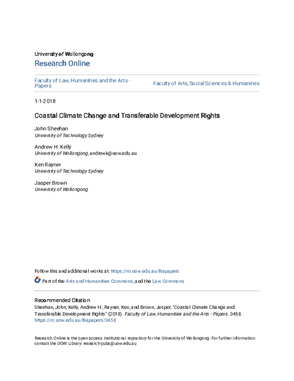 (PDF) Coastal Climate Change and Transferable Development Rights
