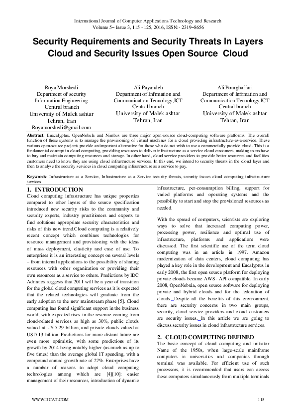 (PDF) Security Requirements and Security Threats In Layers Cloud and Security Issues Open Source ...