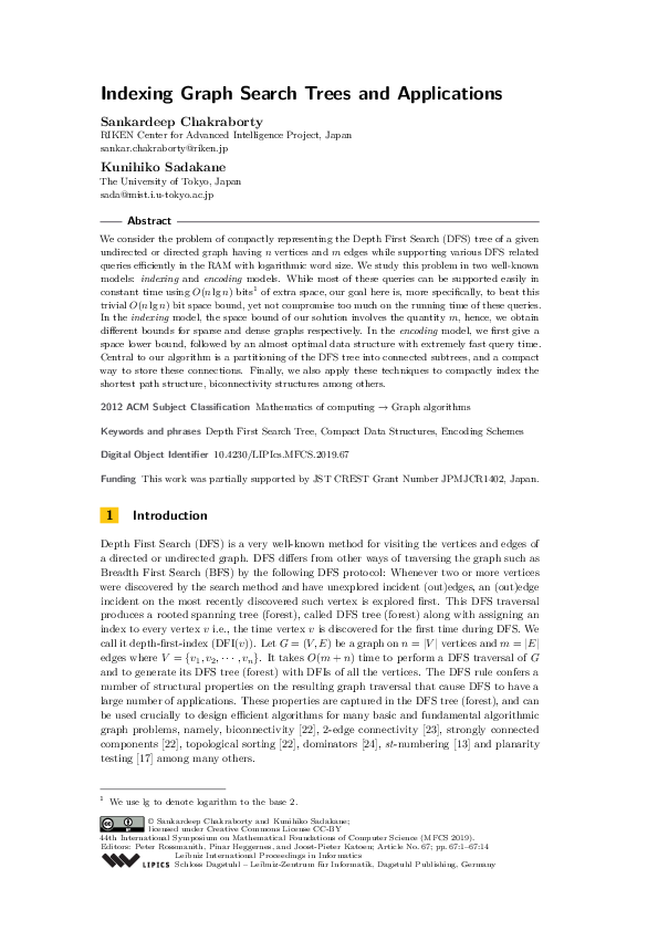 (PDF) Indexing Graph Search Trees and Applications