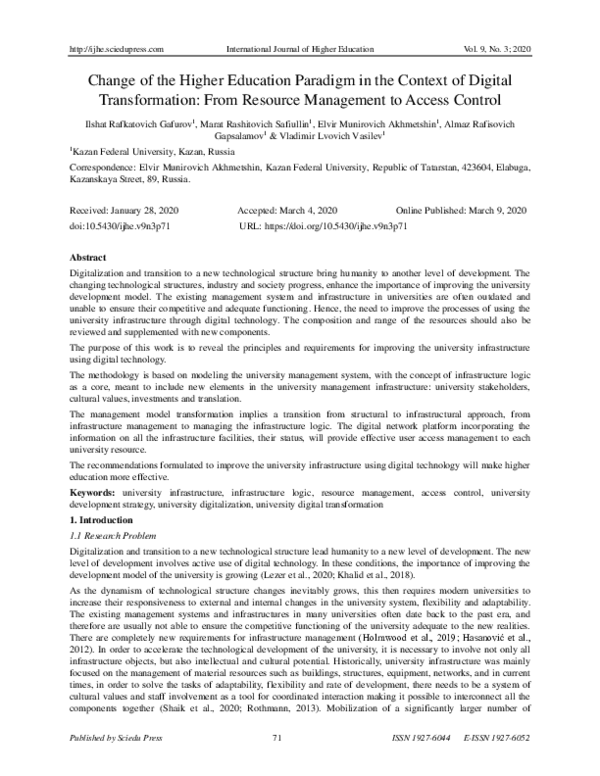 (PDF) Change of the Higher Education Paradigm in the Context of Digital ...