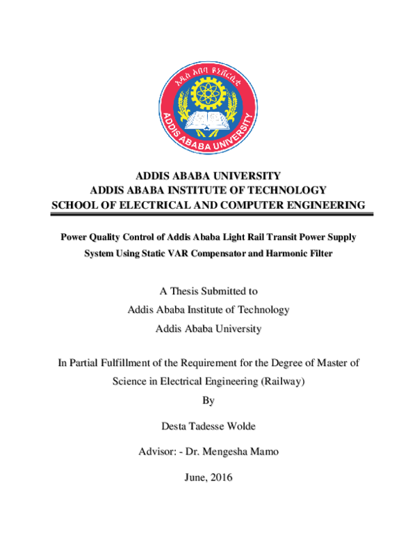 Pdf Addis Ababa University Addis Ababa Institute Of Technology School