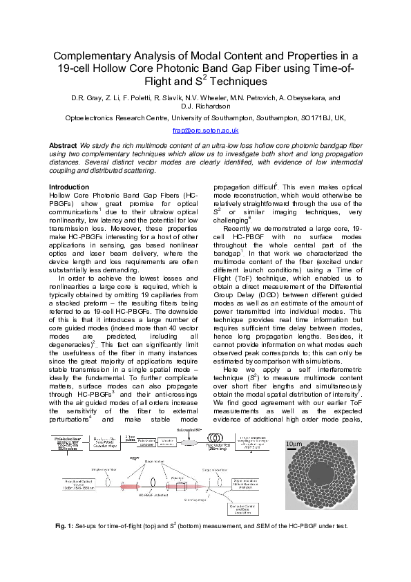 (PDF) Complementary Analysis of Modal Content and Properties in a 19-cell Hollow Core Photonic ...