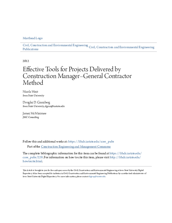 (PDF) Effective Tools for Projects Delivered by Construction Manager ...