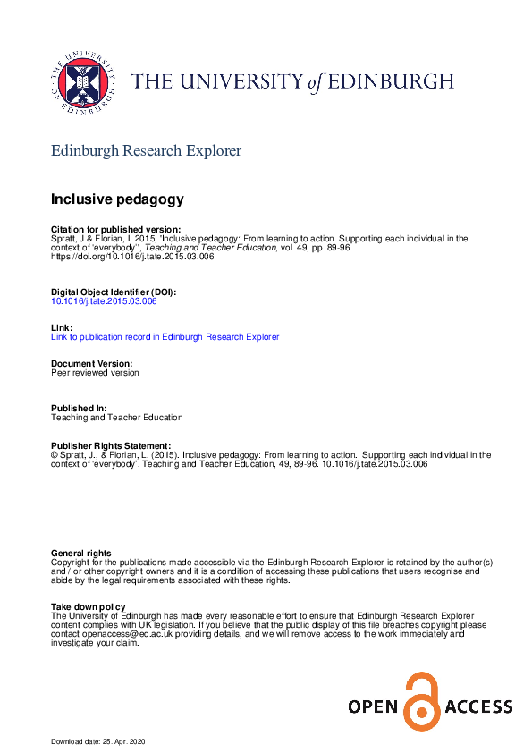 (PDF) Inclusive pedagogy: From learning to action. Supporting each ...