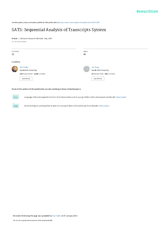 (PDF) SATS: Sequential Analysis of Transcripts System