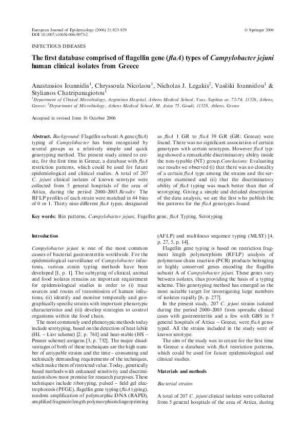 (PDF) The first database comprised of flagellin gene (flaA) types of ...