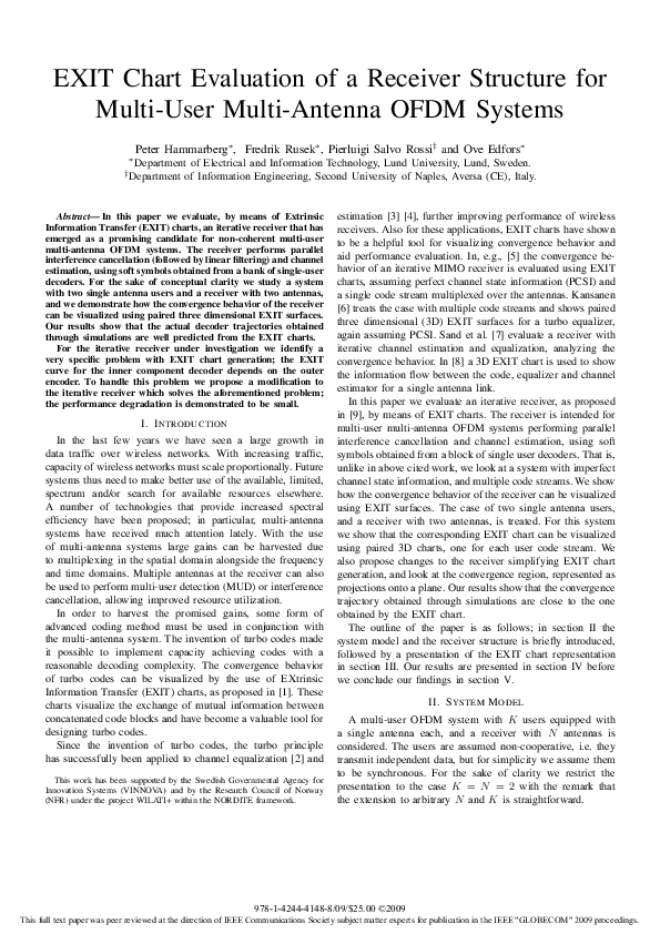 Pdf Exit Chart Evaluation Of A Receiver Structure For Multi User