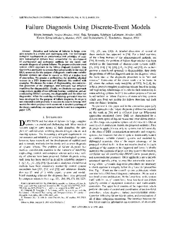 (PDF) Failure diagnosis using discrete-event models