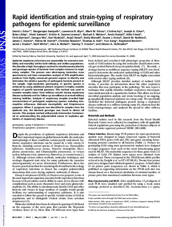 (PDF) Rapid identification and strain-typing of respiratory pathogens ...