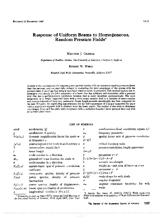 (PDF) Beam Response to Random Pressure Fields
