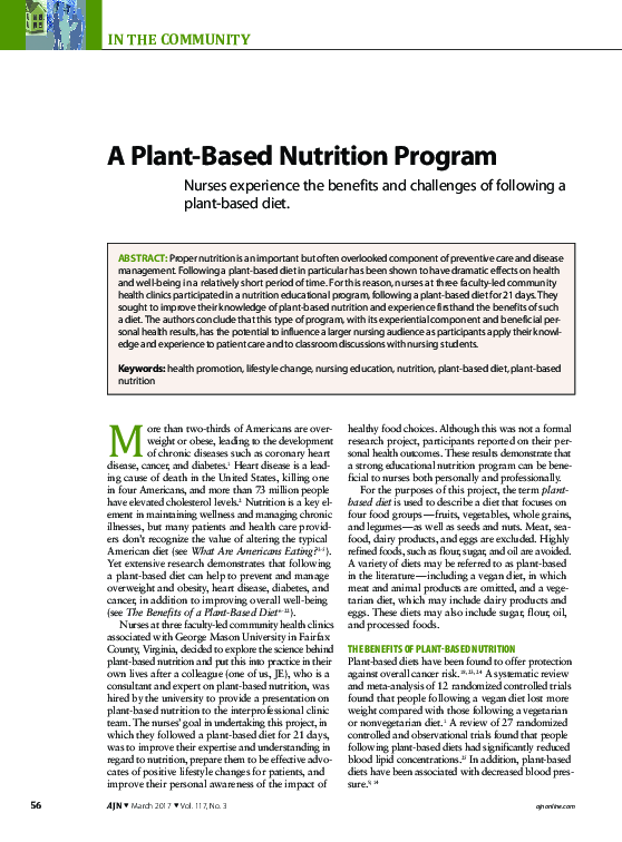 (PDF) A Plant-Based Nutrition Program