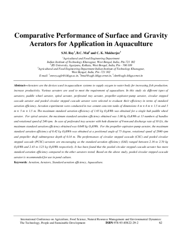 (PDF) Comparative Performance of Surface and Gravity Aerators for ...