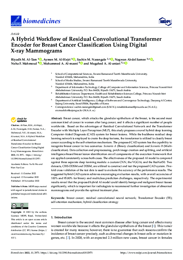 Pdf A Hybrid Workflow Of Residual Convolutional Transformer Encoder For Breast Cancer 