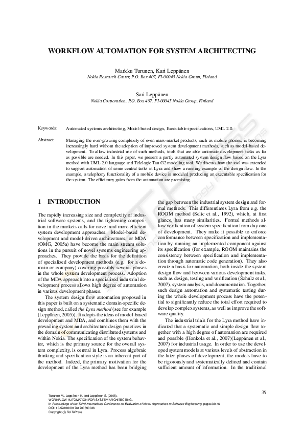 (PDF) Workflow Automation for System Architecting