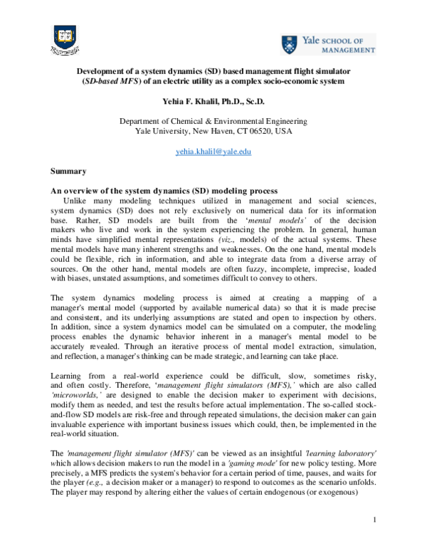 (PDF) Development of a system dynamics-based management flight ...