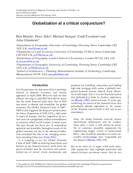 (PDF) Globalisation at a critical conjuncture?