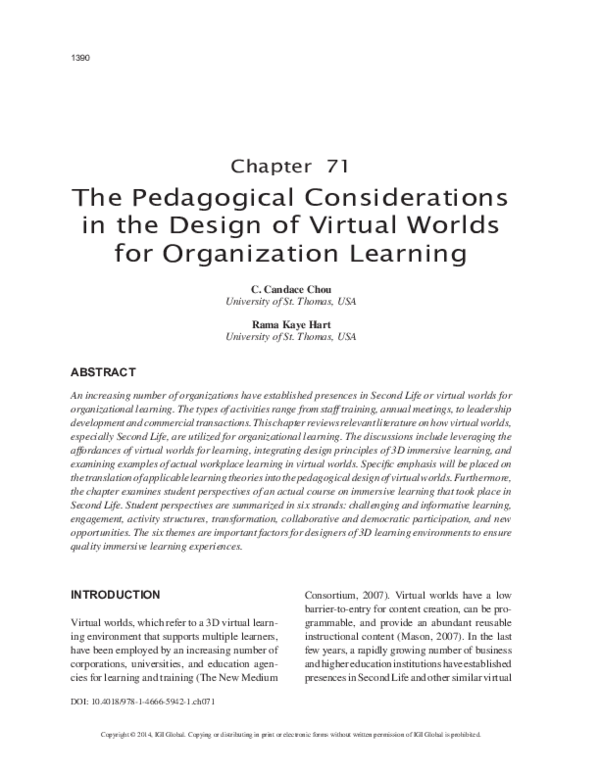 (PDF) The Pedagogical Considerations in the Design of Virtual Worlds ...