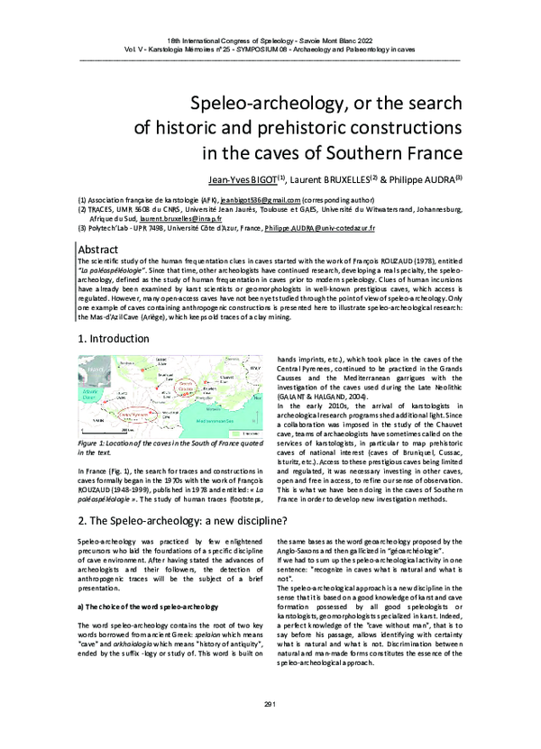 (PDF) 2022 - Speleo-archeology, or the search of historic and ...